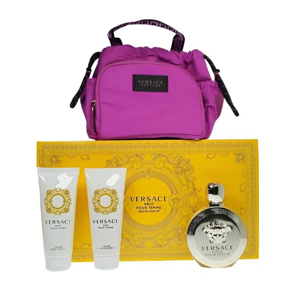 Versace Eros Pour Femme Gift Set 100ml EDP + 100ml Body Lotion + 100ml ...